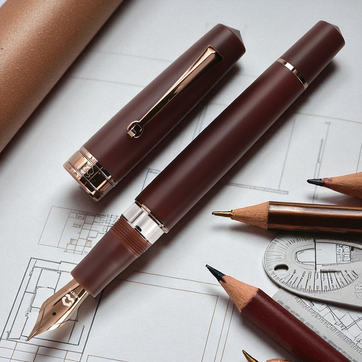 Arista One Chocolate Brown PVD Fountain Pen