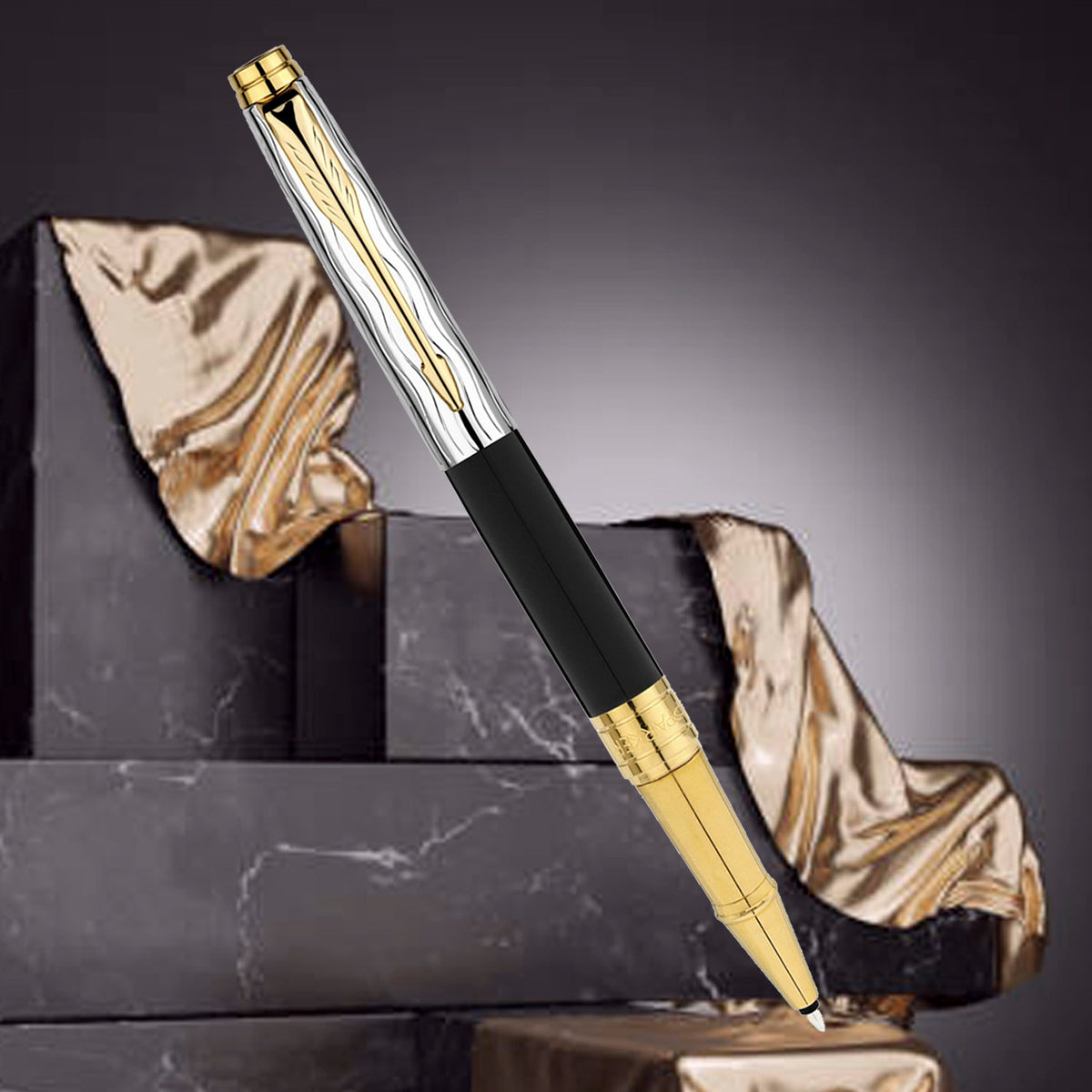 Parker Premium Aster Essential Black/Chrome GT Roller Ball Pen 9000037