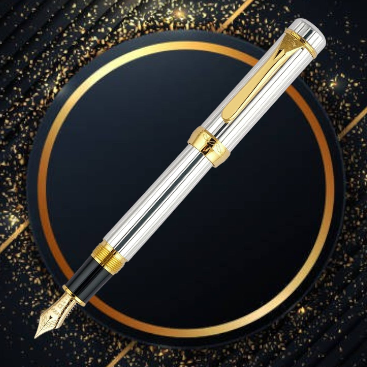 Platinum #3776 Century Pin Stripe Sterling Silver GT Fountain Pen